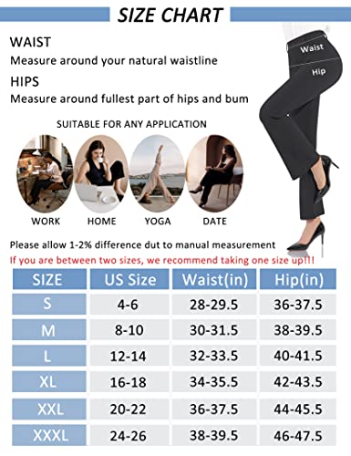 PMIYS Stretchy Dress Pants for Women Bootcut Yoga Pants Wide Leg Work Pant with Pockets XX-Large Black