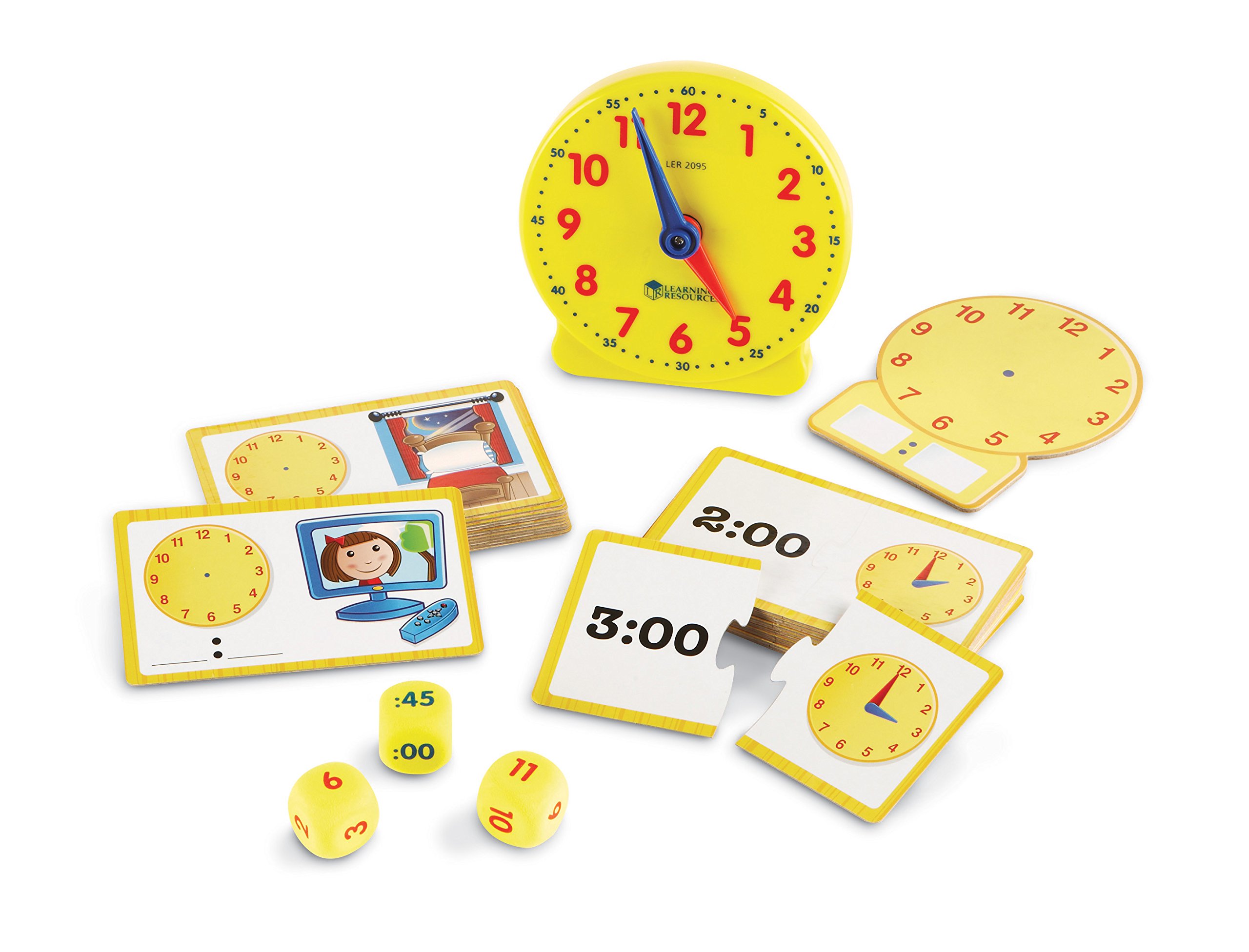 Learning Resources Magnetic Ten-Frame Answer Boards (Set of 4) and 100 Counters + Learning Resources Time Activity Set - 41 Pieces