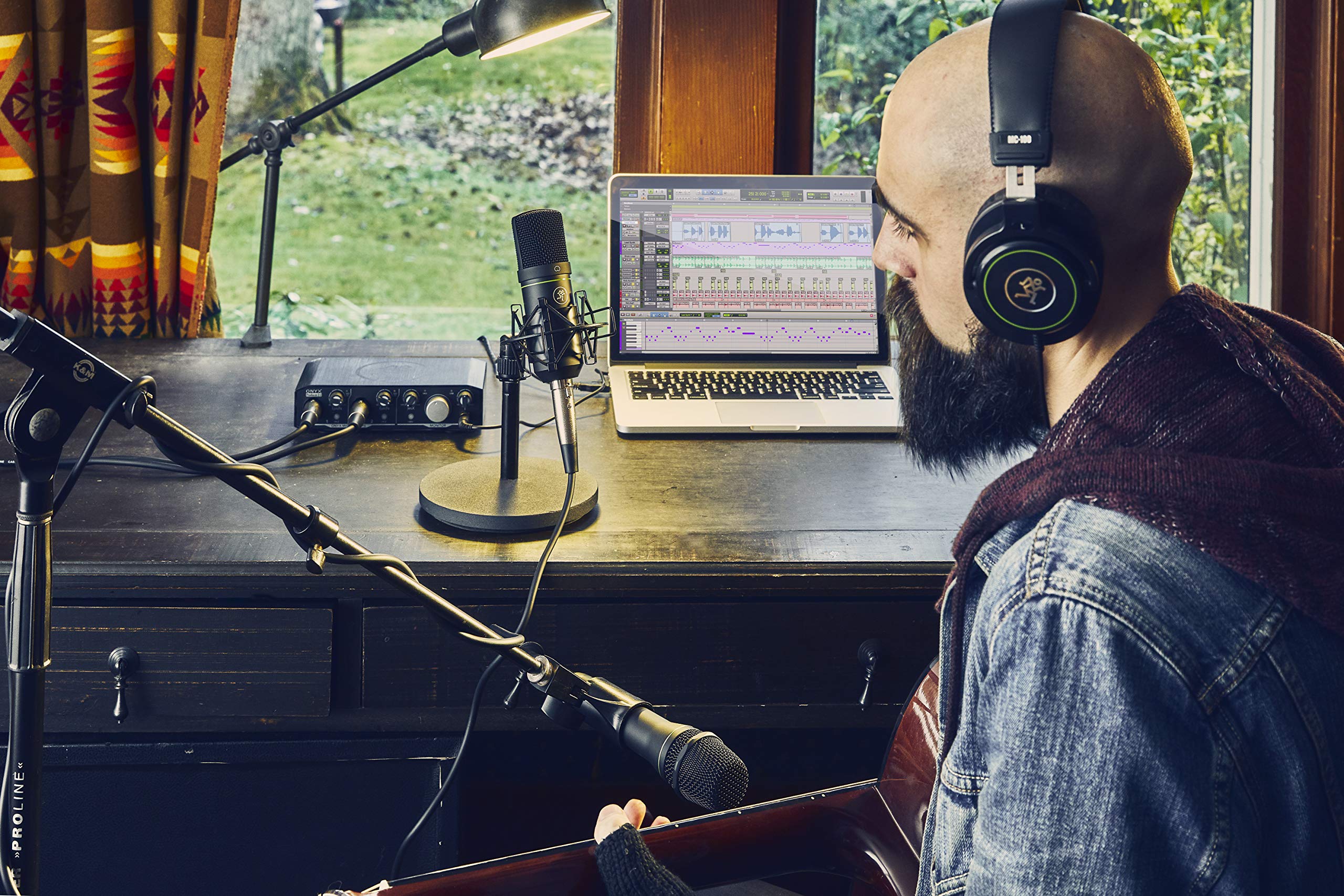 Mackie Producer Bundle with Onyx Producer interface, EM89D dynamic mic, EM91C condenser mic and MC-100 headphones.
