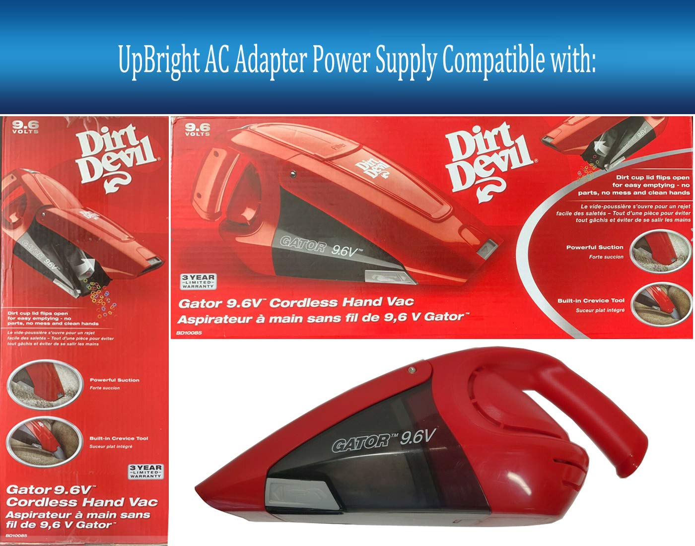 UpBright 12.5V AC/DC Adapter Compatible with Royal Dirt Devil Gator 9.6V BD10085 RM BD10090 Plant U BD20020 7.2V Battery Vac Cleaner 1-450080-000 CPW35020 KU2B-125-0200D DYS12-125080W-1 12.5V Charger