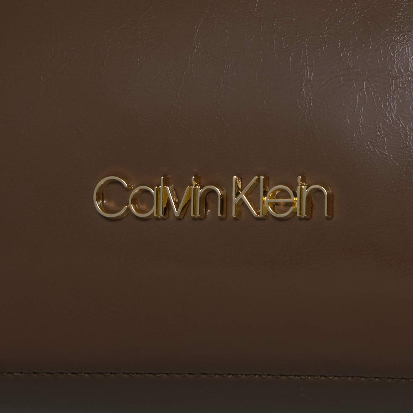 Calvin Klein Neat Glazed Patent Statement Satchel, Walnut