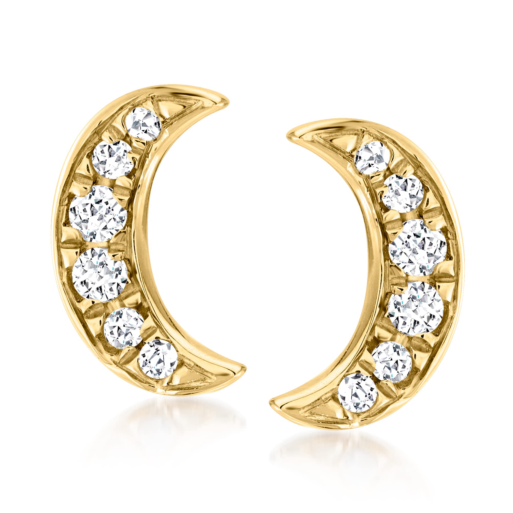 Canaria 0.10 ct. t.w. Diamond Crescent Moon Earrings in 10kt Yellow Gold