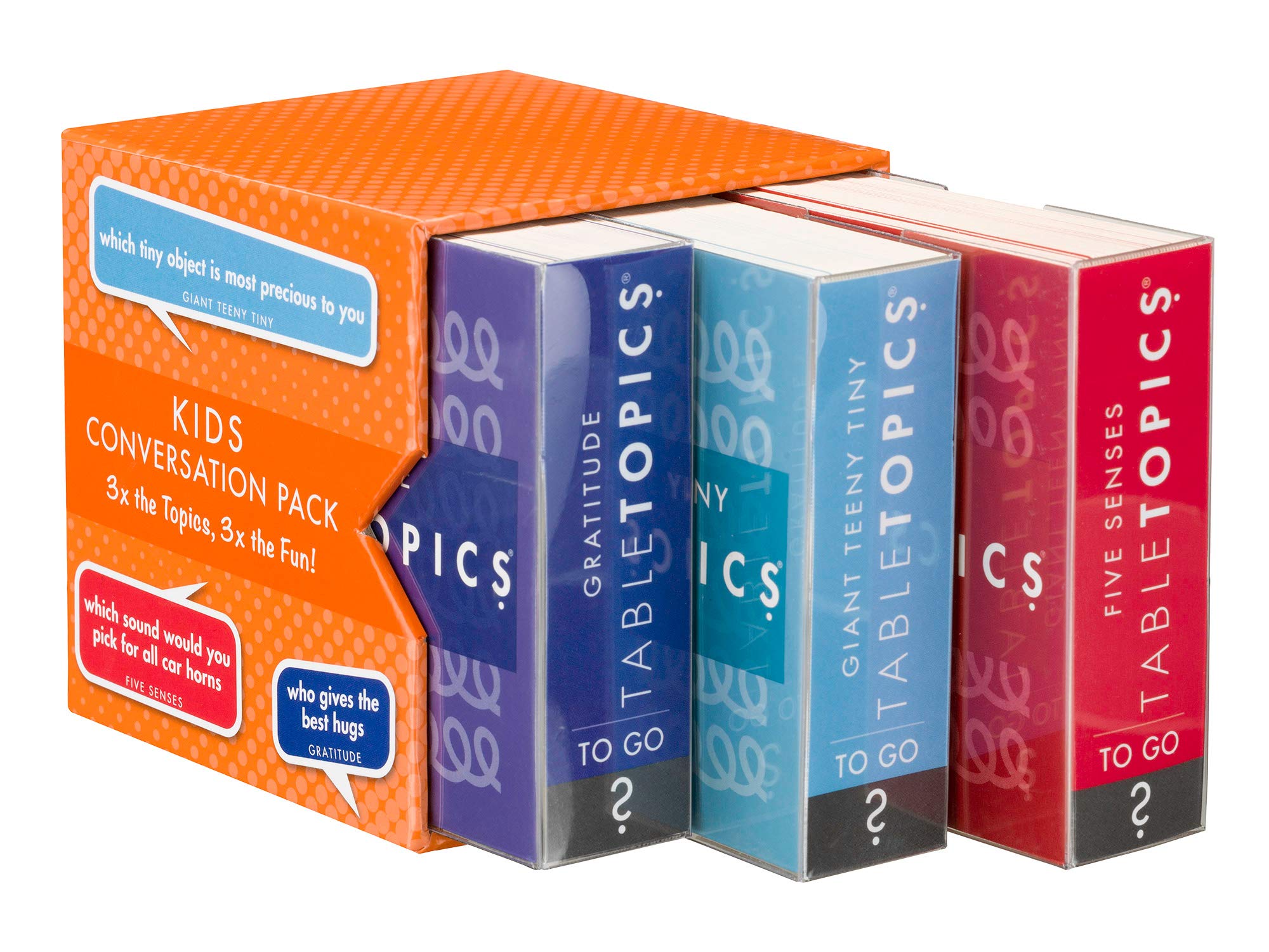 TableTopics Kids Conversation Pack - 120 Conversation Cards for Family Play Together, Engage and Connect with Kids, Boxed Set of 3 Topics