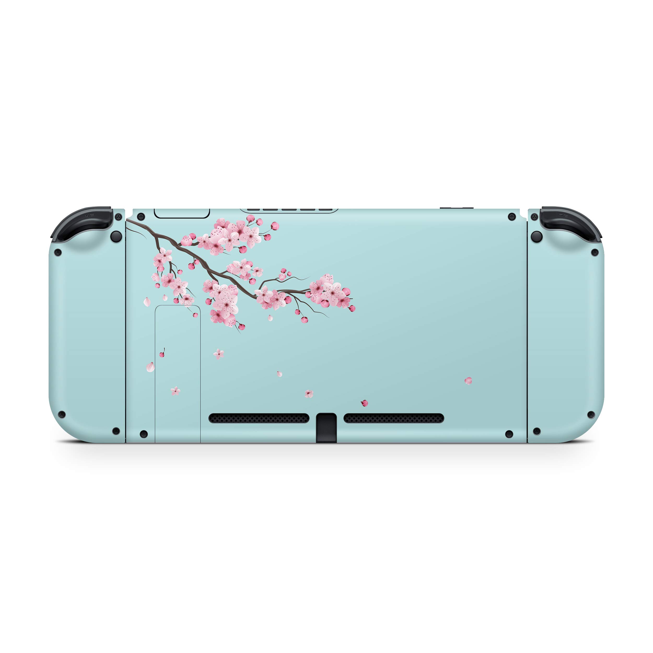 Tacky Design Sakura Blue Skin Compatible with Nintendo Switch Skin Wrap Cover, Blossom Flowers Skin for Nintendo Switch Stickers, Premium Vinyl 3M Full Wrap Decal.