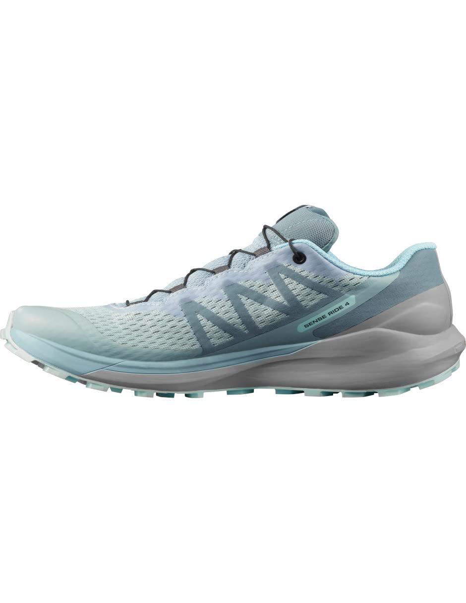 Salomon Sense Ride 4 Gore-TEX Invisible FIT Trail Running Shoes for Women, Slate/Monument/Pastel Turquoise, 9
