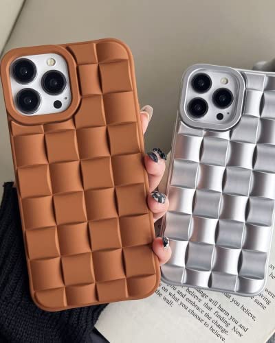 Ginkgonut Compatible with iPhone 13 Pro Case for Women/Girls, Cute 3D Laid Desgin Soft Silicone Shockproof Raised Bumper Corners Case for iPhone 13 Pro(Brown)