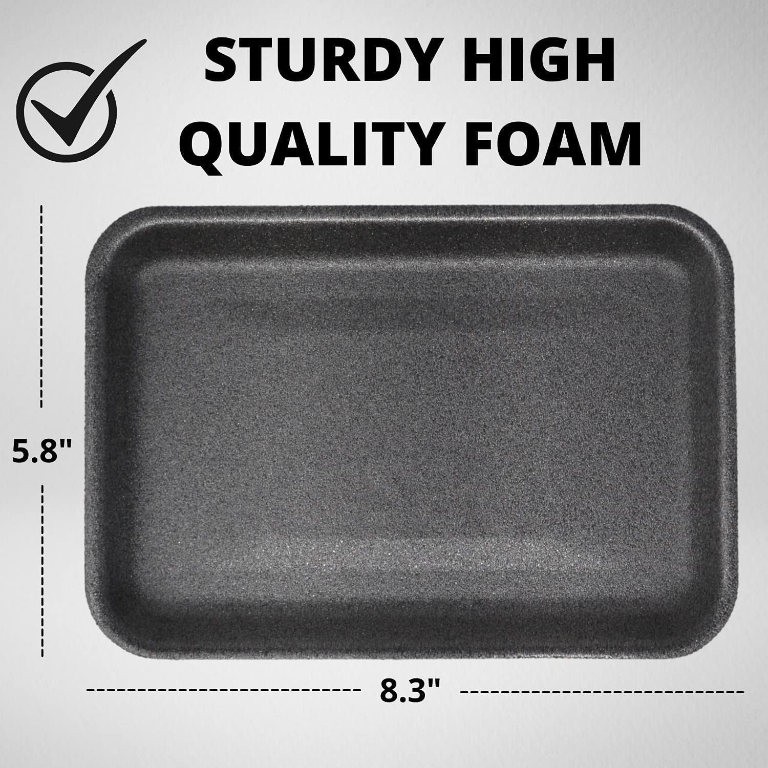 BYLD - Black Foam Meat Tray (Standard Disposable Meat Packaging - Meat, Poultry, Fish) (25, (1S) - 5.2" x 5.2" x .5")
