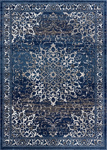 Well Woven Coverly Blue & Beige Vintage Medallion Traditional Persian Oriental Area Rug 5 x 7 (5'3" x 7'3") Neutral Modern Shabby Chic Thick Soft Plush Shed Free