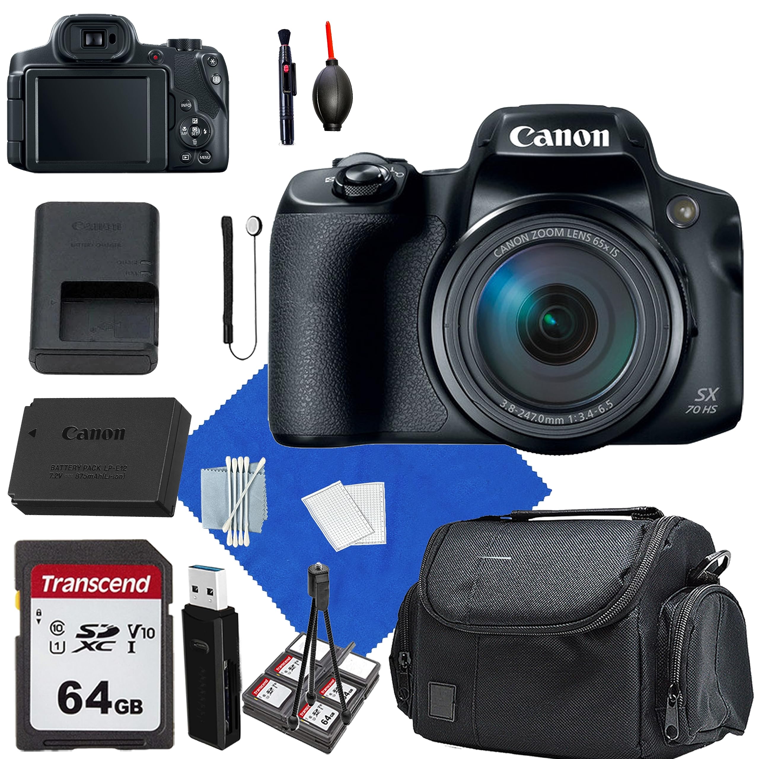 Canon PowerShot SX70 HS Digital Camera+Commander Starter KIT+64GIG Card+Case(13PC) Bundle