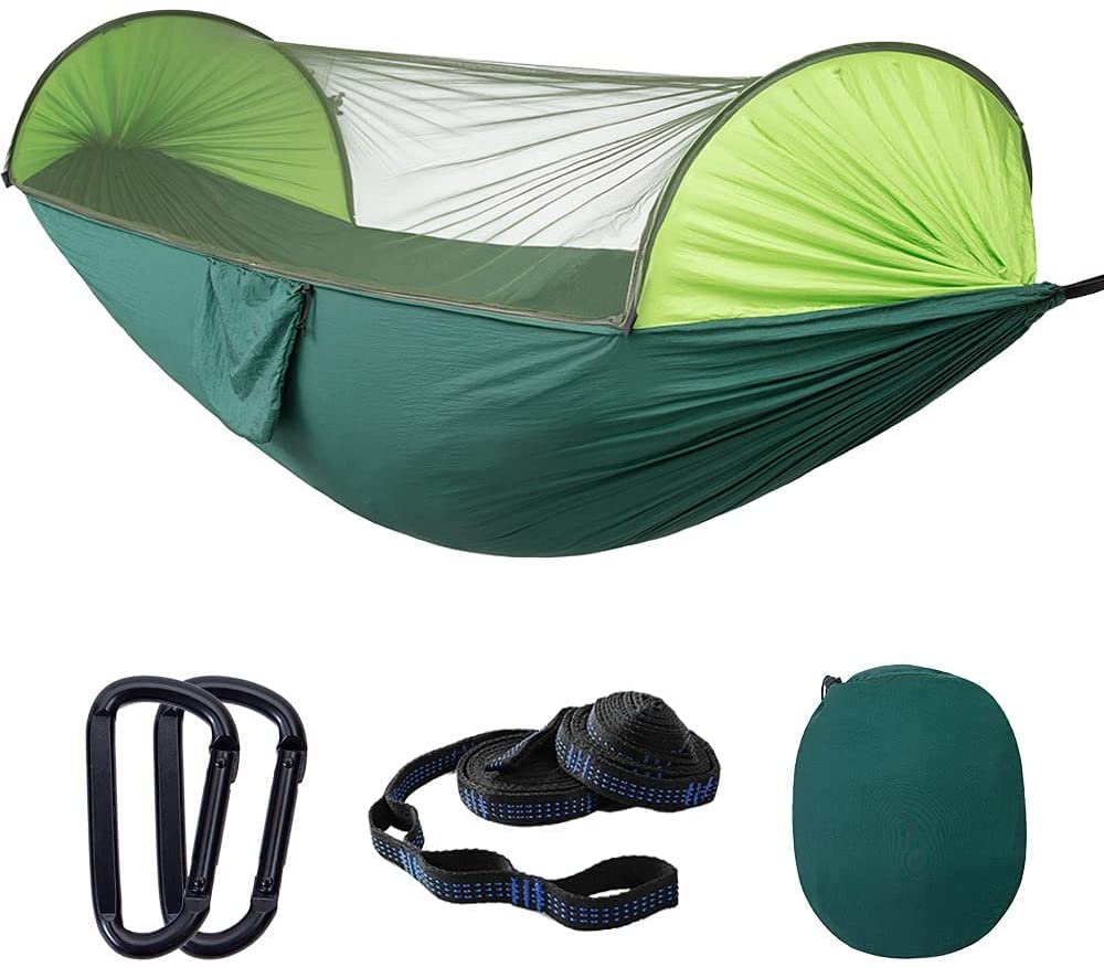 Camping Hammock with Mosquito Net - Portable Travel Hammock Bug Net - Camping Equipment - Hammock Tent for Outdoor Hiking Campin Backpacking Travel (Black)