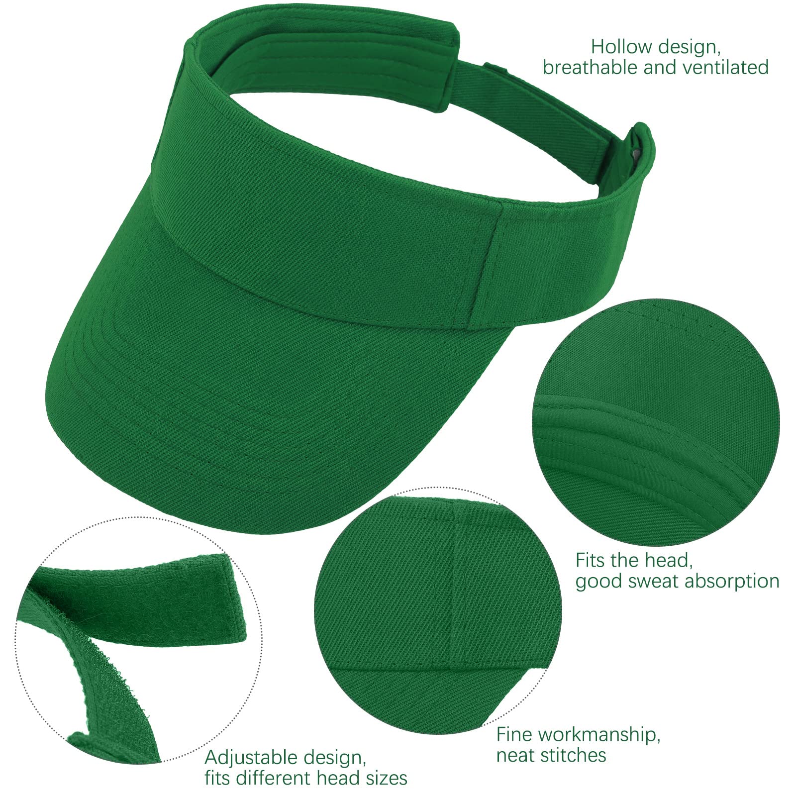 Cooraby 12 Pack Visor Cap Sun Protection Sports Visor Hats Summer Adjustable Wide Brim for Men and Women