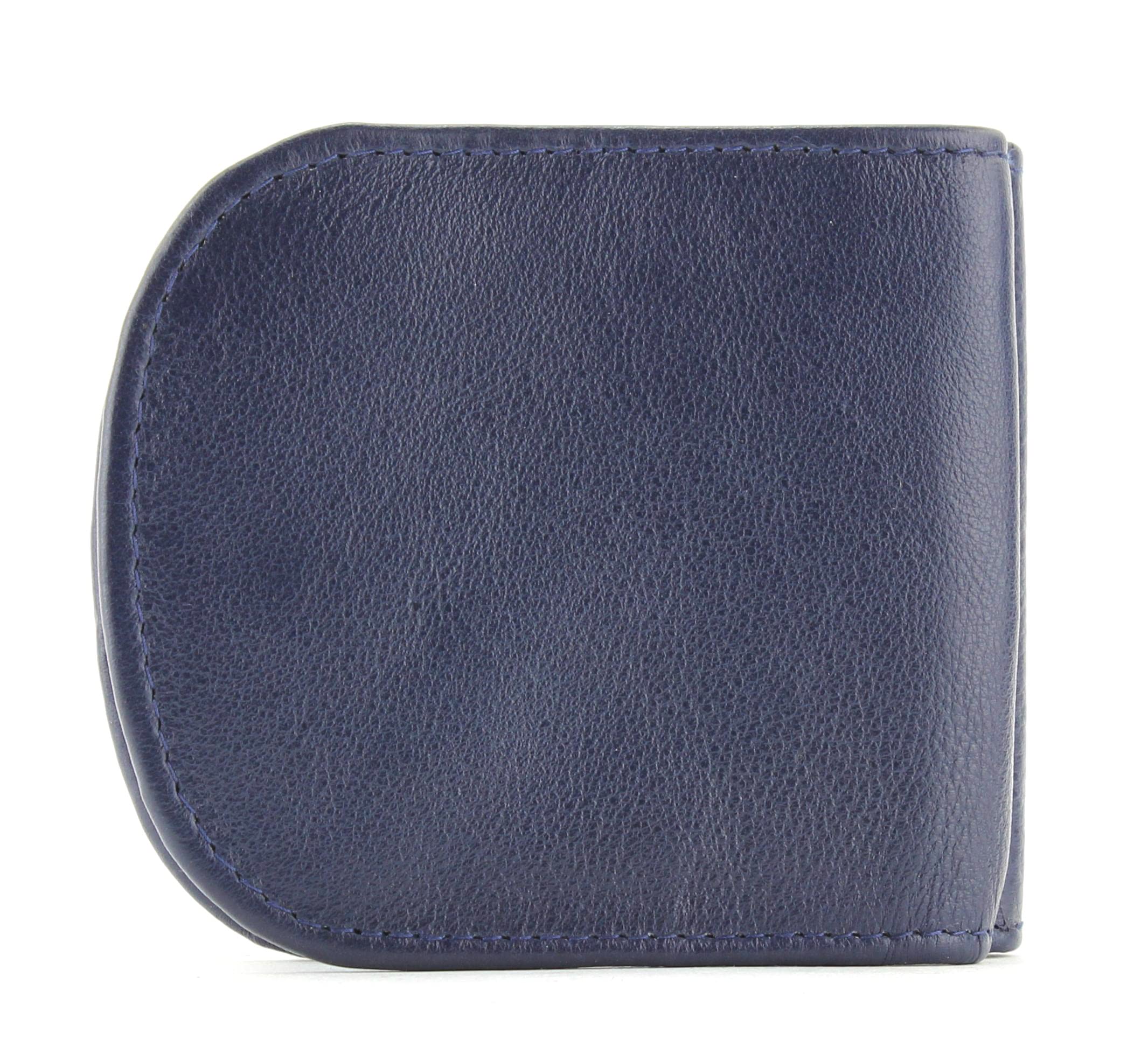 Leather Impressions Minimalist Card Holder for Everyday Style - Long lasting Card Wallet Featuring Two Card Slots And a Snap Pocket Closure With Strong Push Button- Fine Stitched Women Wallet (Navy)