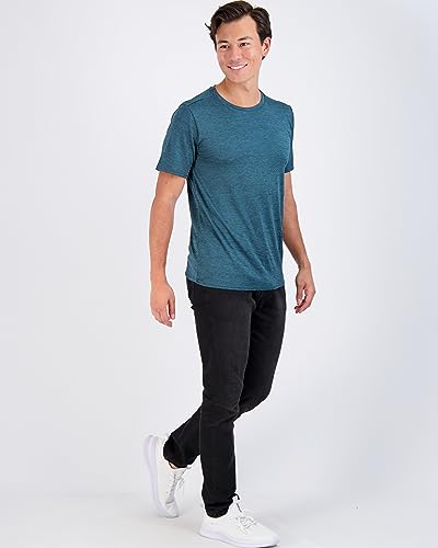 Real Essentials Mens Quick Dry Fit Dri-Fit Short Sleeve Active Wear Training Athletic Crew T-Shirt Gym Wicking Tee Workout Casual Sports Running Tennis Exercise Undershirt Top, Set 1, M, Pack of 5