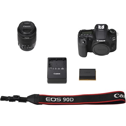 Canon EOS 90D DSLR Camera with 18-55mm is STM Zoom Lens & 75-300mm III Lens Bundle + 64GB Memory, Case, Tripod, Extra Battery and More