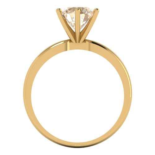 Clara Pucci 1.50 ct Round Cut Solitaire Natural Brown Morganite Engagement Bridal Promise Anniversary Ring in 18K yellow Gold Size 3.5