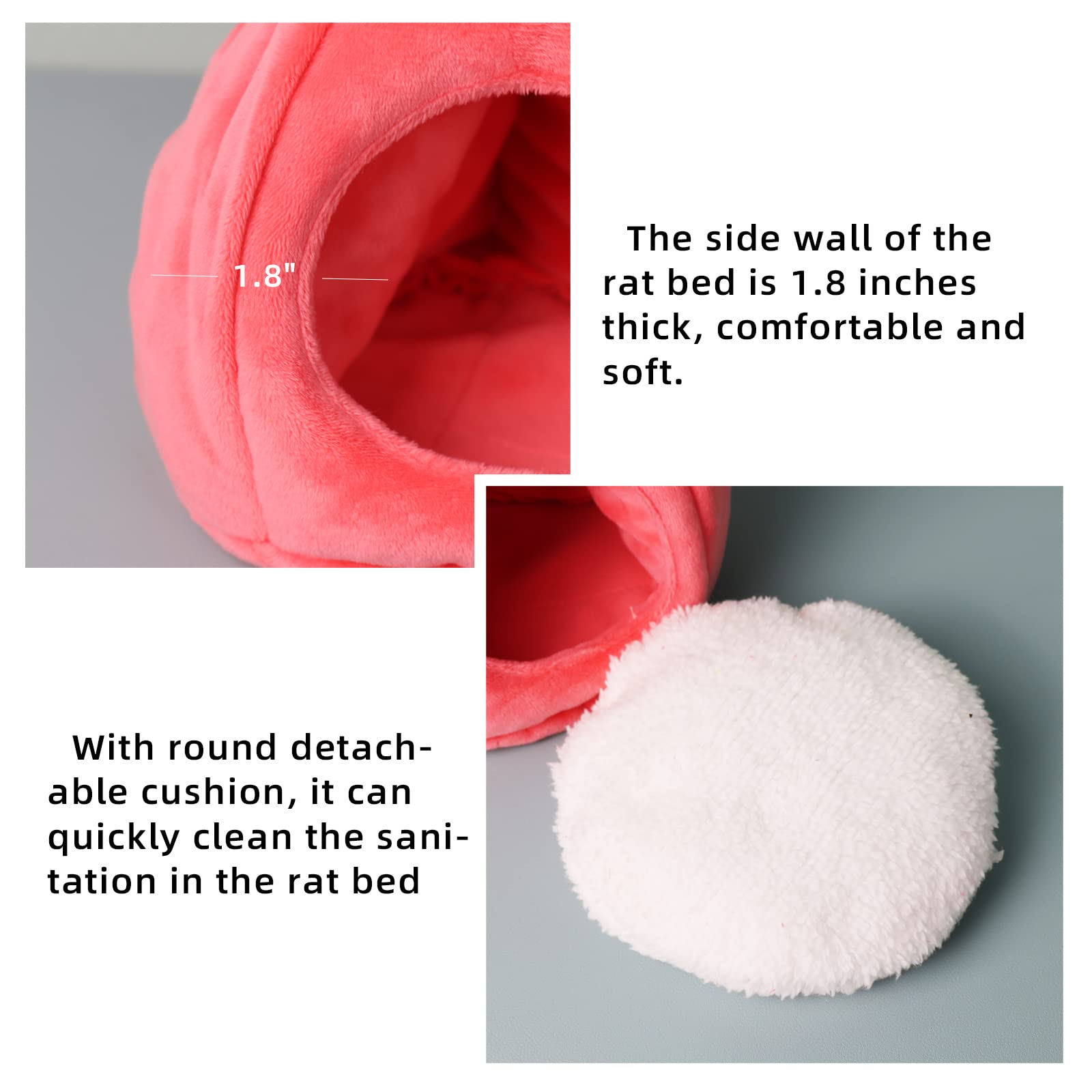 Rat Beds, Small Animal Washable Cage Accessories Pet Hideout House, Hamster Hideout Syrian Hideout, Sugar Glider Hammock for Cage for for Dwarf Hamsters Squirrel Chipmunks (Pink)