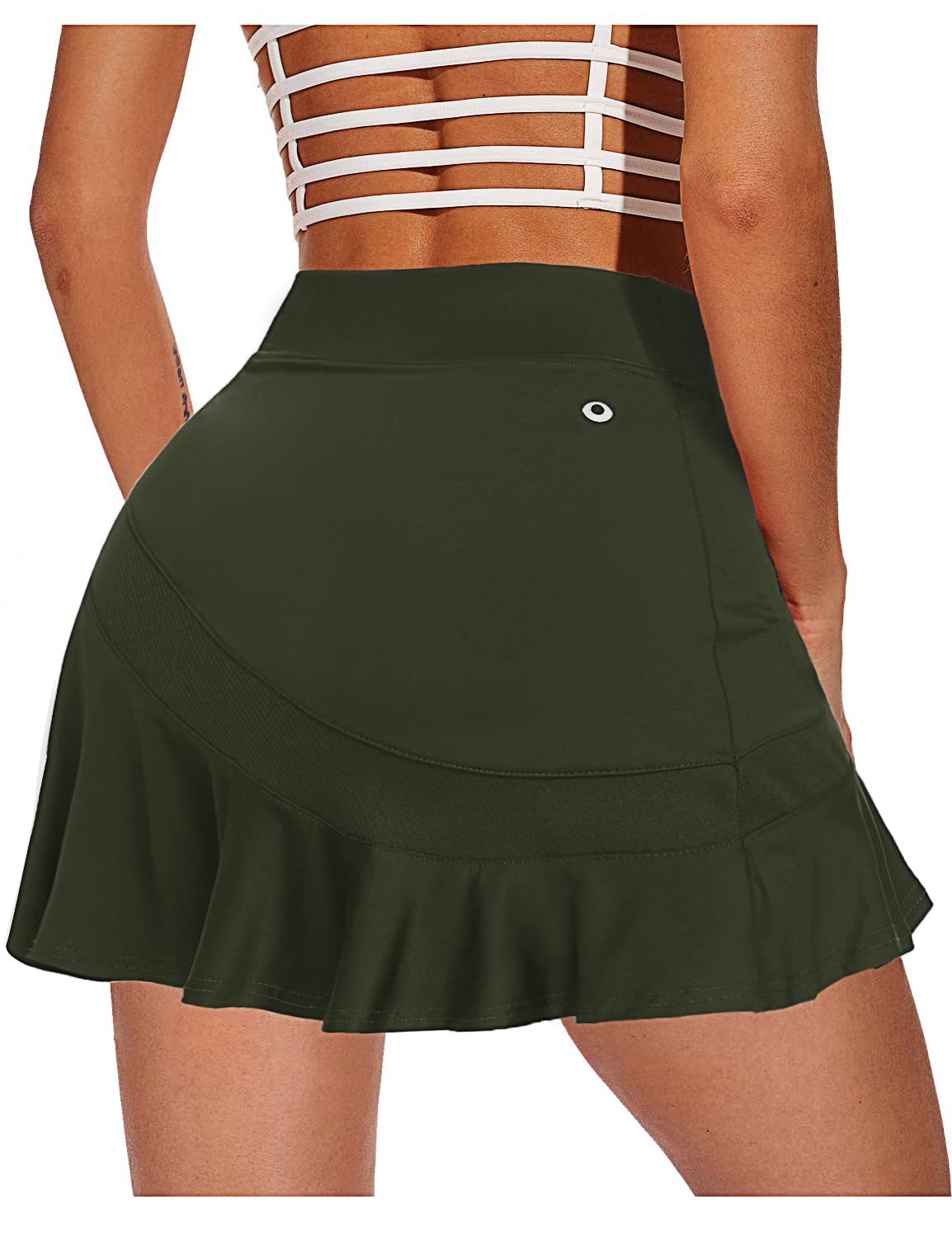 COOrun Women's Tennis Pockets Running Golf Workout Sports Athletic Skirt Shorts Black Large
