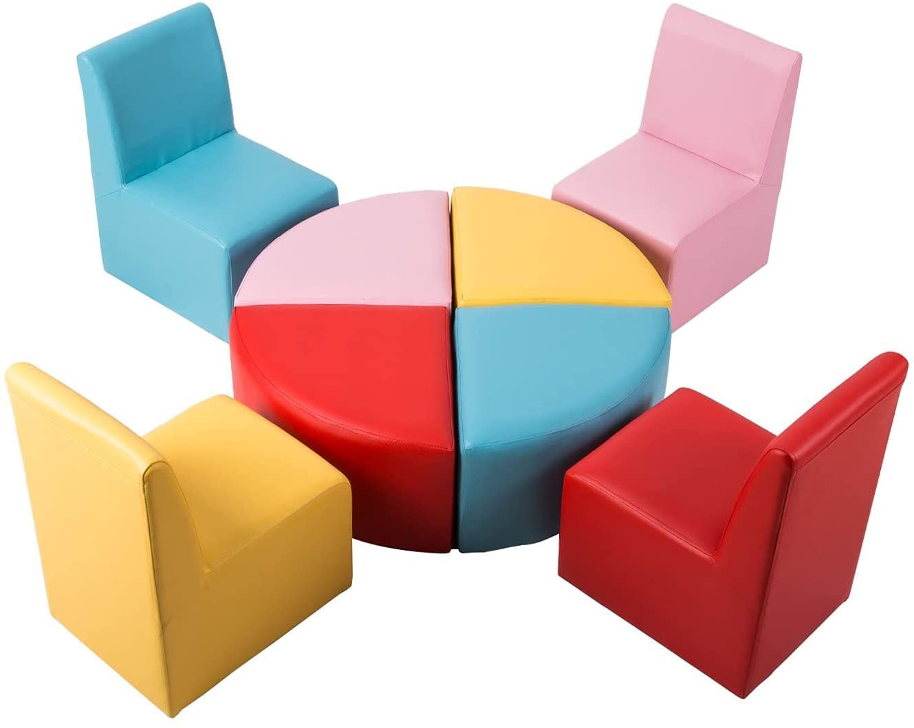 KINBOR BABY Flexible Seating Set for Toddlers and Kids, Children's Colorful Sofa Chair for Classroom Kindergarten Library 8 PCs Toddlers Soft Foam Set