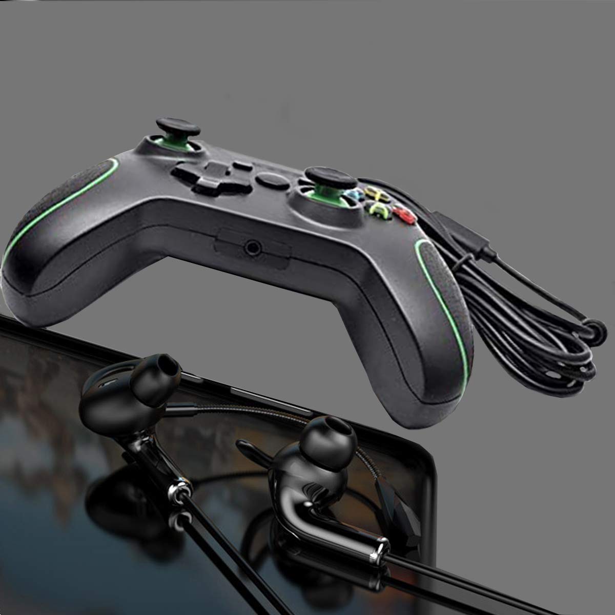 Byforphye Wired Controller for Xbox one, USB Wired Game Controllers Gamepad with Dual Vibration and Headset Jack Compatible for Xbox One/Xbox One S/Xbox One X/PC Windows 7/8/10(Provide Headset)