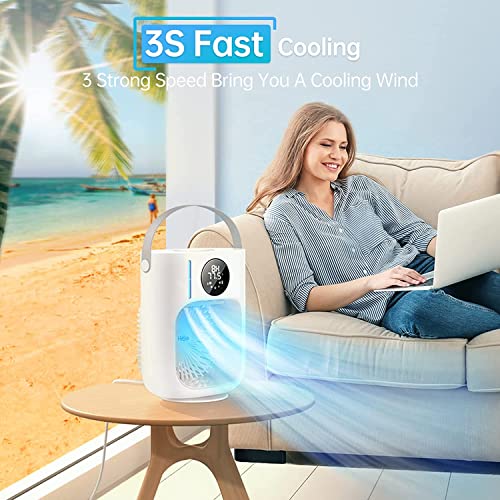 Portable Air Cooler Fan - HiAir Desktop Air Cooling Fan Evaporative Air Cooler, 3S Fast Cooling & Super Quiet, Bedroom Cooler with Large Water Capacity, Easy Use Mini Air Conditioner for Home Bedside