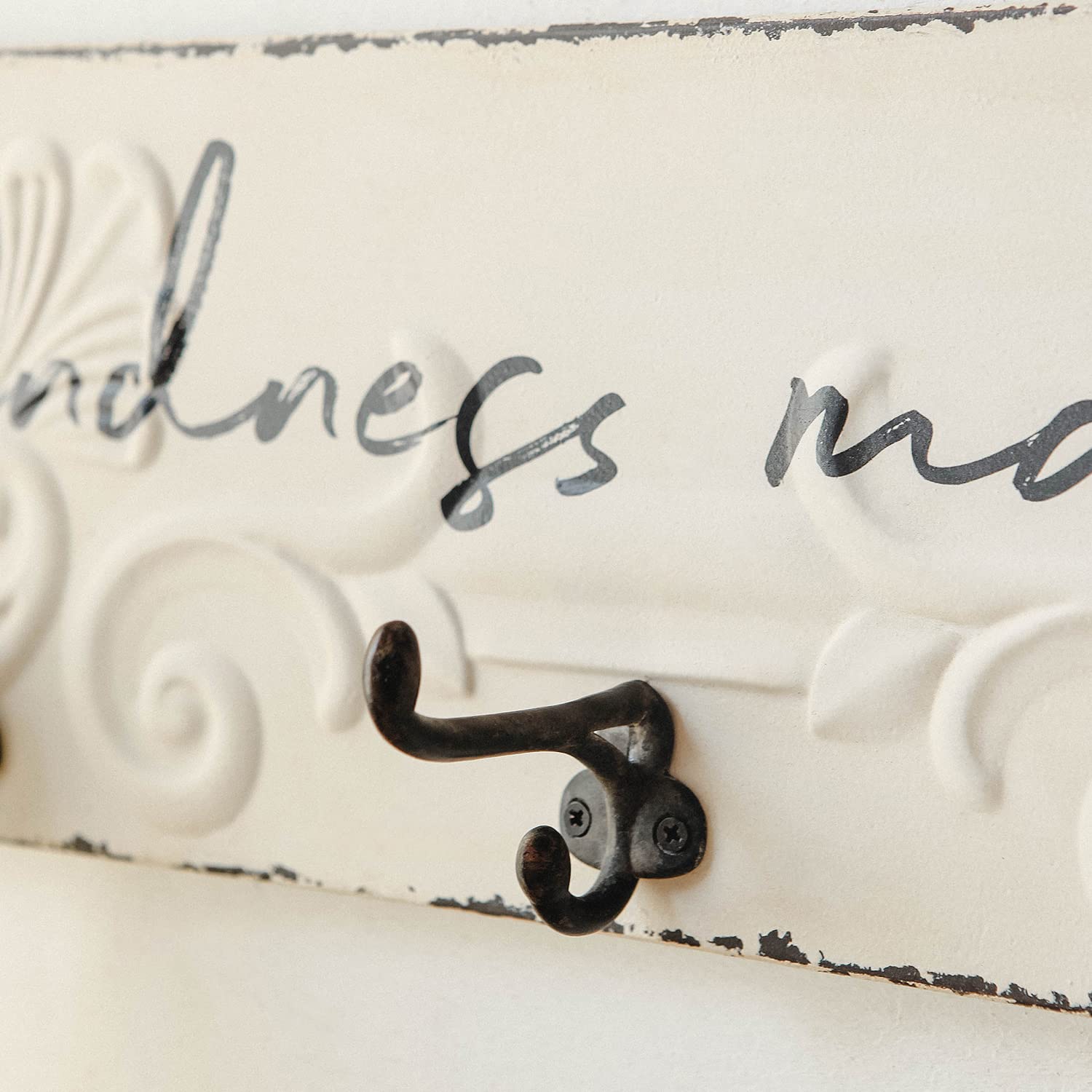 Generic Metal Coat Rack Wall Mount Farmhouse Rustic Wall Coat Rack with 3 Hooks Wall Coat Hanger for Clothes Coat Hat Jacket - Kindness Matters, 24.02"" x 4.25"" x 7.09""