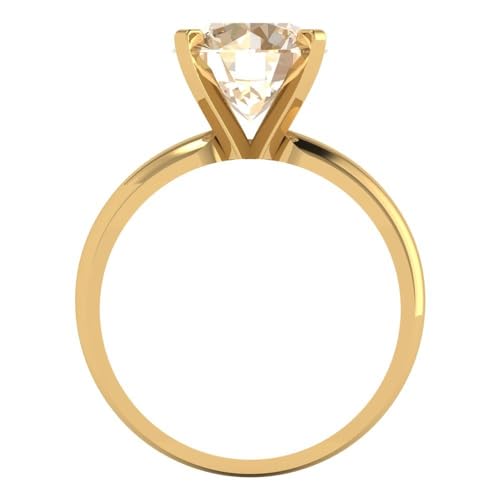 Clara Pucci 2.50ct Round Cut Solitaire Natural Brown Morganite Engagement Bridal Promise Anniversary Ring in 18K Yellow Gold 4.75
