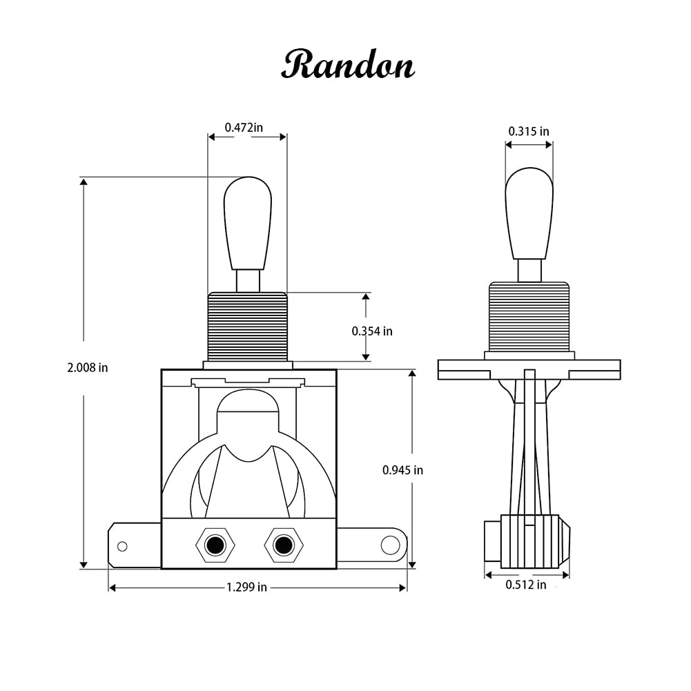 Randon 3 Way Short Straight Guitar Toggle Switch Pickup Selector with Tip Knob Caps Compatible with Gibson Toggle Les Paul Electric Guitars