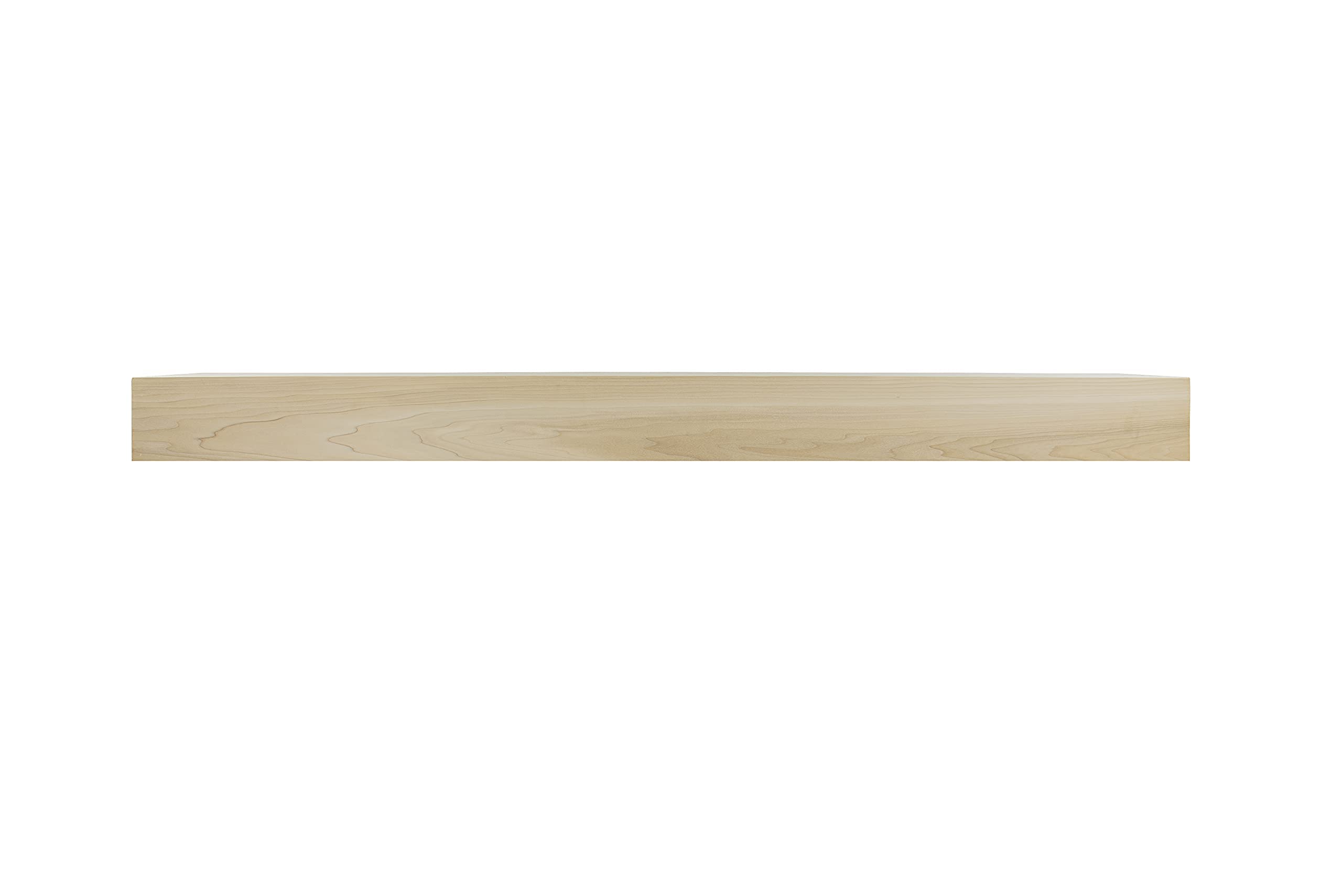 Sams Creek Kellen 48-inch Modern -Styled Mantel Shelf, Unfinished Hardwood, Suitable for Paint, Made in USA