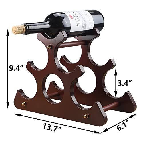 GWENBHMTOOL 6 Bottles Wine Rack Countertop Freestanding Wooden Wine Holder for Reds, Whites Wine Storage Display Shelves