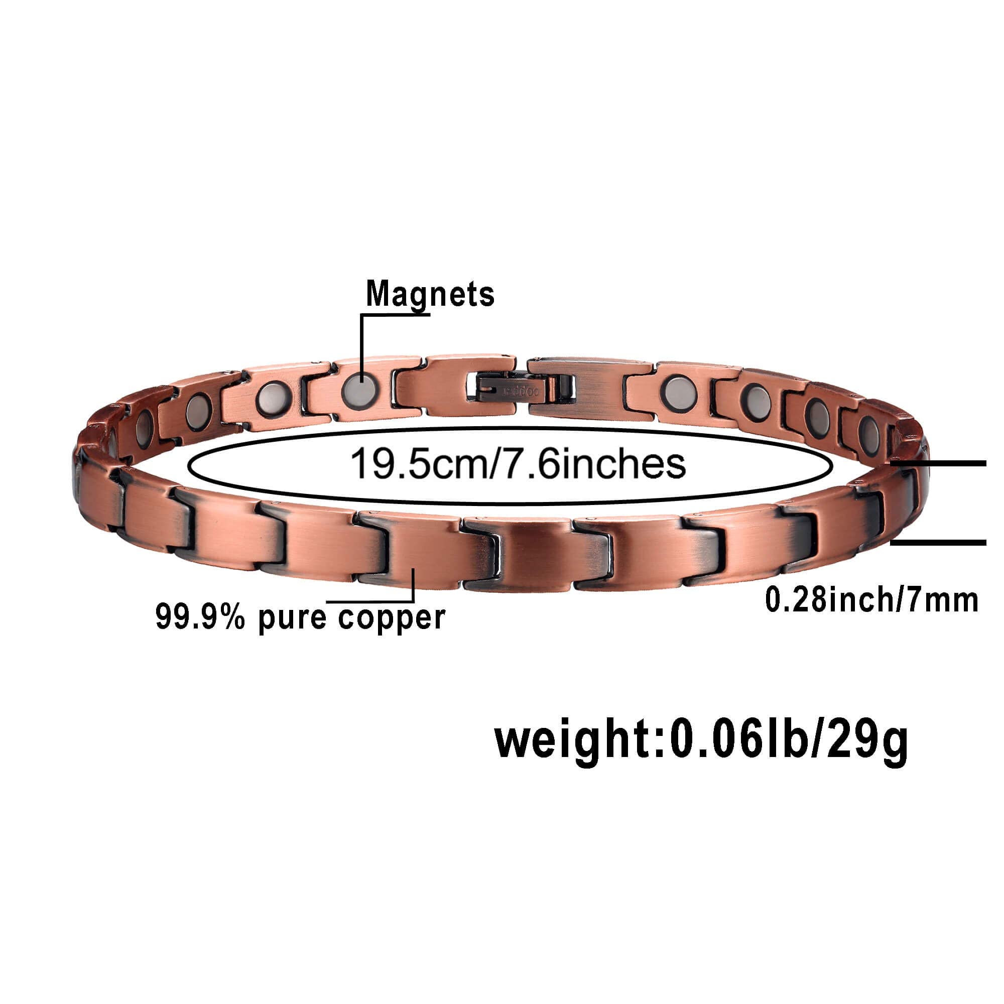 Copper Bracelets and Rings for Women Magnetic Pure Copper Crystal Bracelets, Jewelry Gift