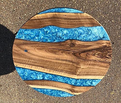 Epoxy Table, Live Edge Wooden Table, Epoxy Resin River Table, Natural Wood,Dining Table, Natural Epoxy Table, Resin Table 40" x 40" Inch
