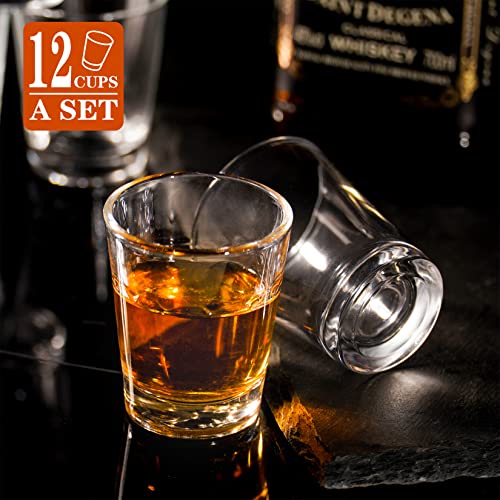OBTANIM 12 Pack Shot Glasses, 1.5 oz Clear Shot Glass Cups Set with Heavy Base for Bar Restaurants Home