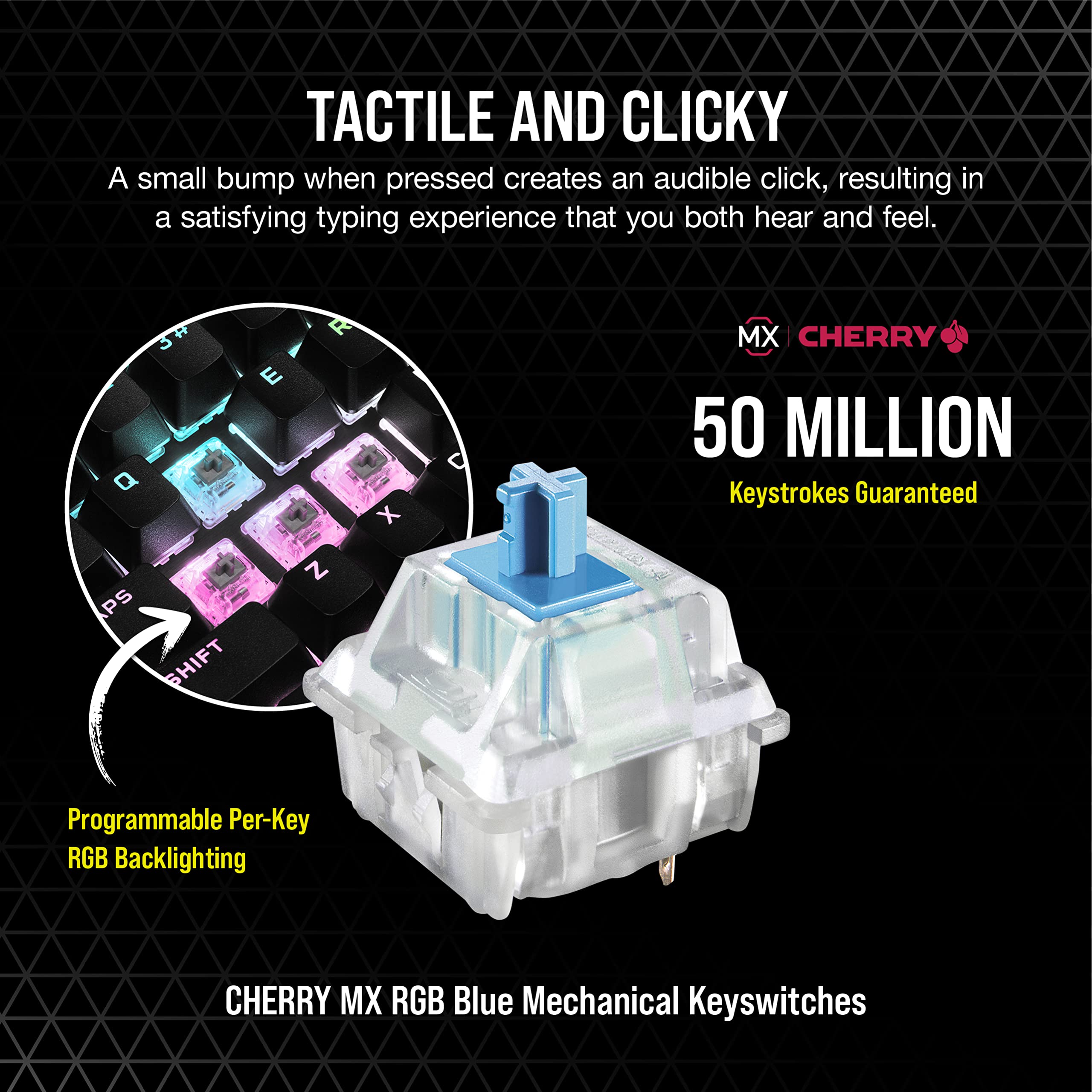 Corsair K70 RGB TKL CHAMPION SERIES Mechanical Gaming Keyboard — CHERRY MX Blue