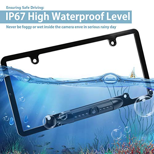 Car Backup Camera,Car License Plate Camera with Night Vision,170° Viewing Angle Universal Car License Plate Mount Camera IP67 Waterproof High Sensitive LED Light