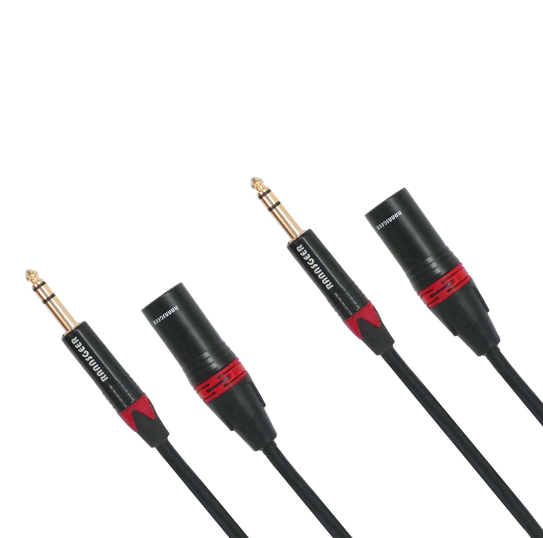 Rannsgeer 2 Pack 1/4 Inch TRS to XLR Male 1 Feet Cable (1 Ft 2 Pack)