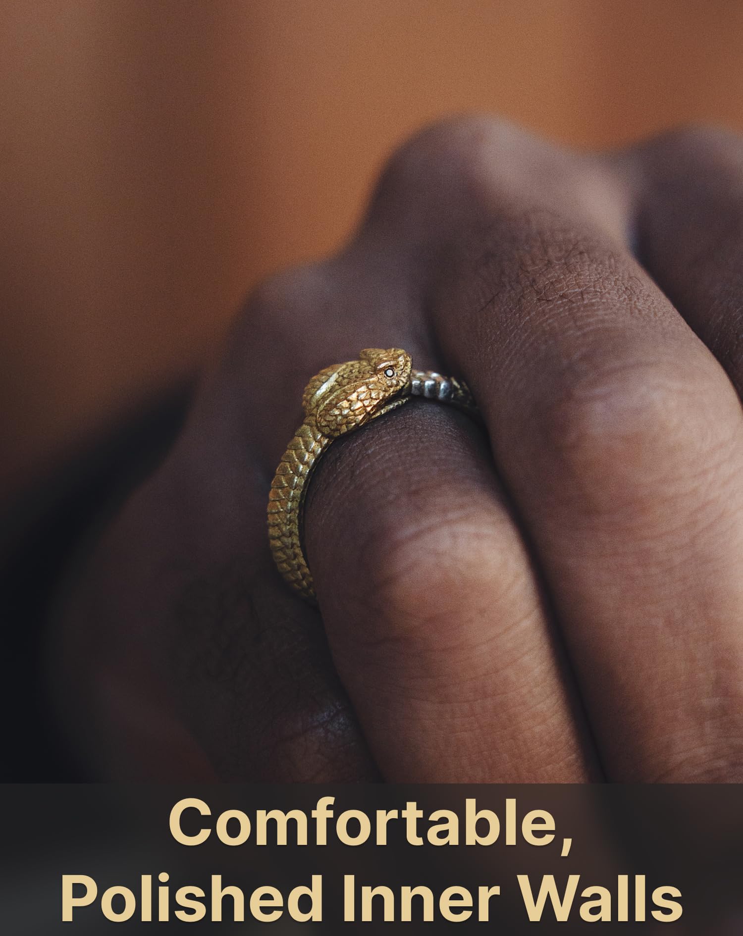 COPPERTIST.WU Ouroboros Ring Brass Snake Serpent Rings Aesthetic Jewelry Gift for Men Women (10.5)