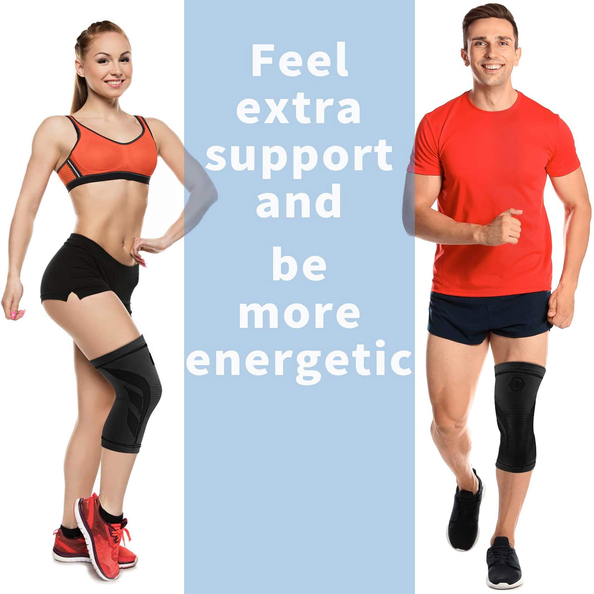 CAMBIVO 2 Pack Knee Compression Sleeve, Knee Brace for Women and Men, Knee Support for Running, Workout, Hiking, Sports (Black, XX-Large)