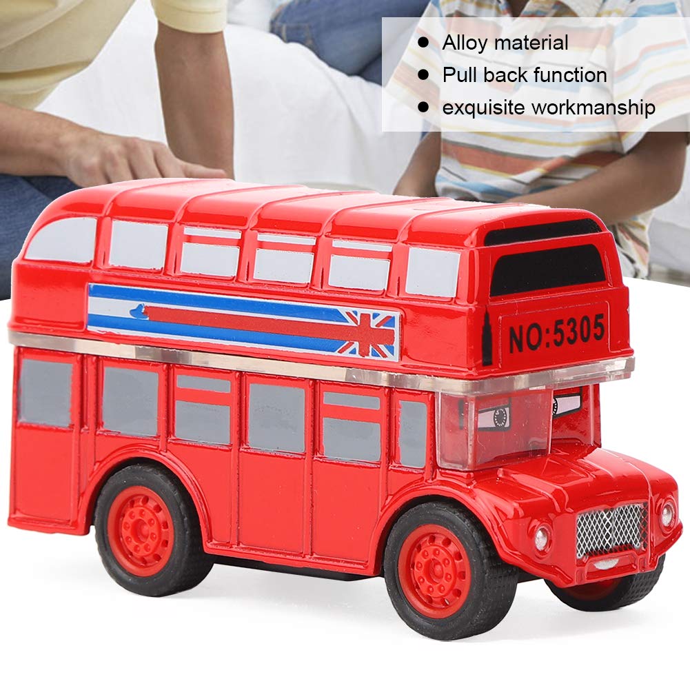 Drfeify Cartoon Bus Alloy Car Toy, 3 Colors, Highly Simulation Children Kid Pull Back Vehicle Toy Model(Travel Bus red)