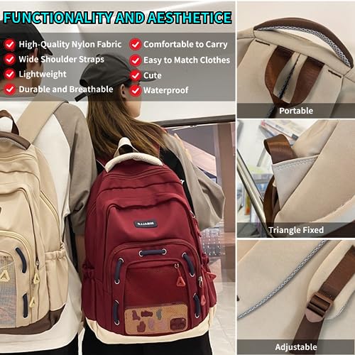 iwhgrmp Kawaii Backpacks Big Capacity Travel Backpack Cute Aesthetic Daypacks Water Resistant Casual Bag (BlueWhite)