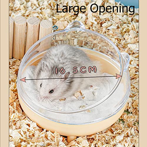 HAICHEN TEC Hamster Bathroom - Large Transparent Hamster Sand Bath Container with Scoop Kit Sandbox Toilet for Dwarf Hamster, Syrian Hamster Small Animal Cage Accessories (Yellow)