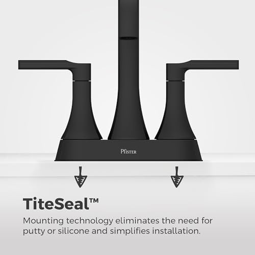 Pfister Vaneri Bathroom Sink Faucet, 4-Inch Centerset, 2-Handle, 3-Hole, Matte Black Finish, LF048VRIBB