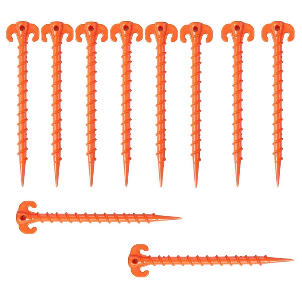 Canopy Stakes Tent Stakes, 10 Packs Beach Tent Pegs,Heavy Duty Screw Shape Ground Anchor Nail, Large 10 inch Spiral Anchor Stakes for Hiking,Camping,Sandbeach