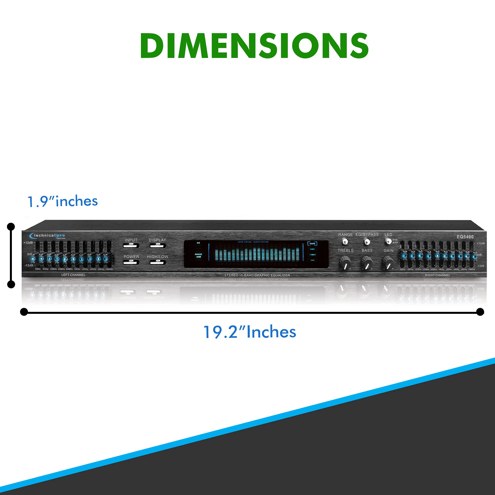 Technical Pro Dual 10 Band Professional Stereo Equalizer with Individual LED Indicators