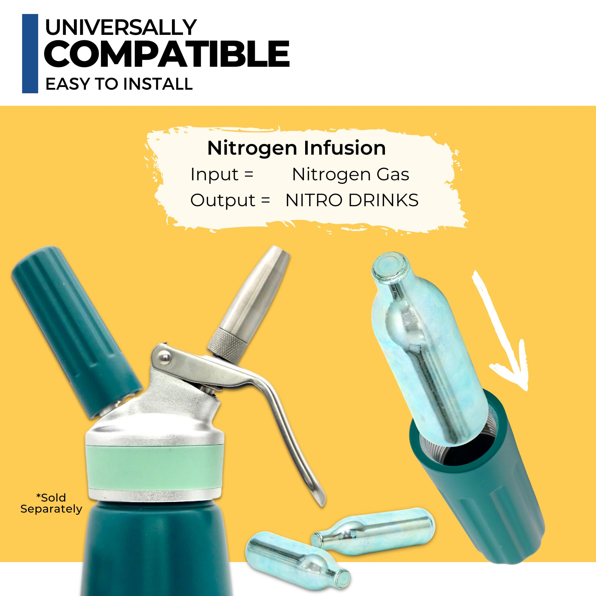 ICO 30pcs Nitrogen Cartridges, N2 Cartridges for Nitro Cold Brew Coffee Maker, Non-Threaded Nitro Cartridge for Making Nitro Cold Brew and Nitro Infused Beverages, 2g