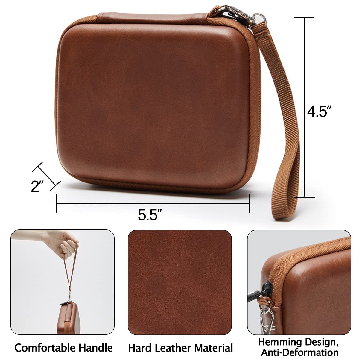 COOZOOM Guitar Pick Holder Case Compatible for Fender, ChromaCast, D'Addario, JIM DUNLOP, Bolopick, UNLP MUSICAL INSTRUMENT Guitar Accessories, All Size Picks Storage Pouch Box-Bag Brown