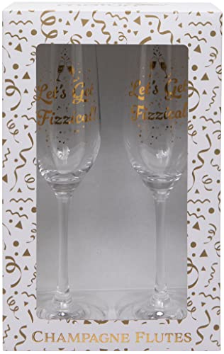 Set of 2 Let's Get Fizzical Champagne Flutes