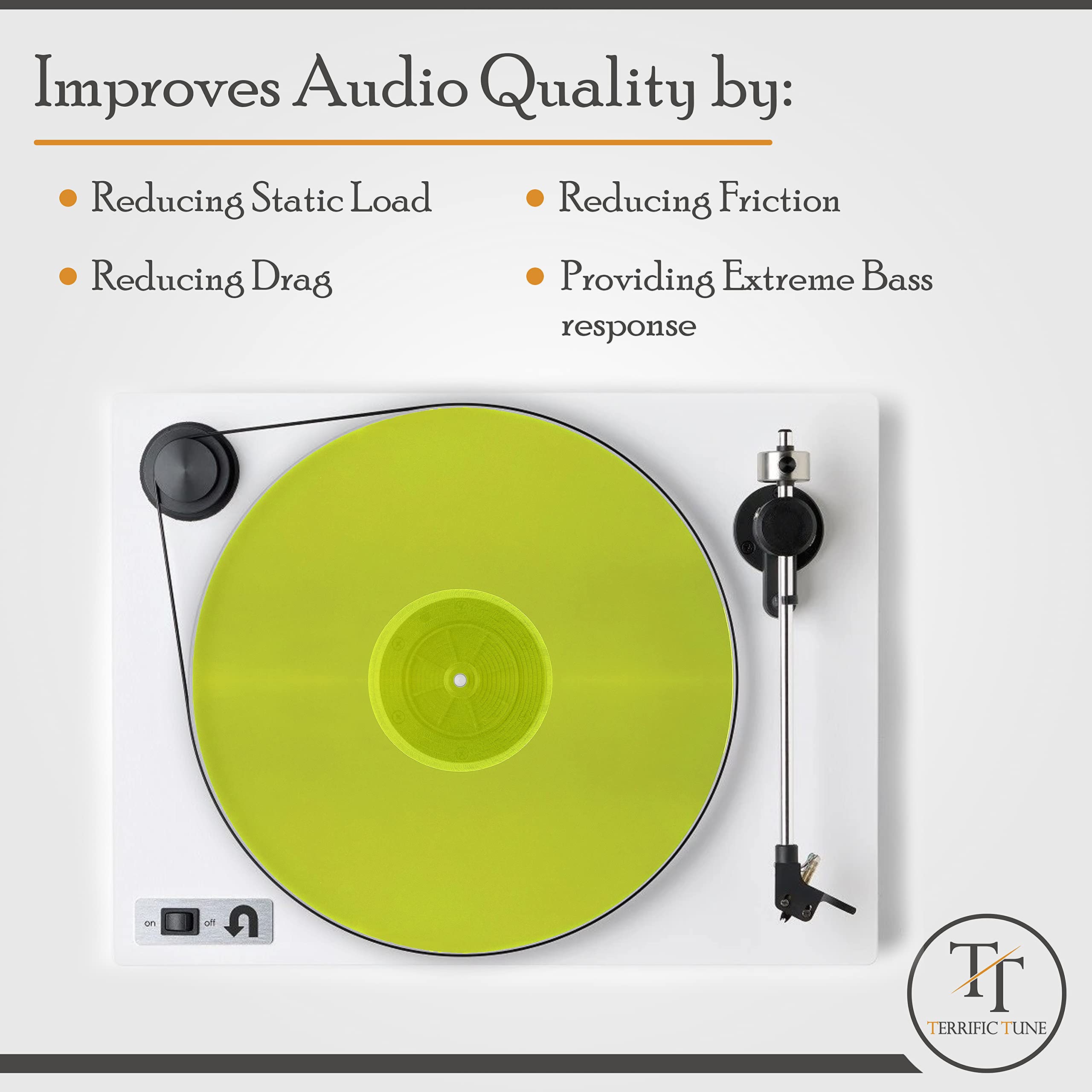 Terrific Tune - Acrylic Turntable Slipmat for Vinyl LP Record Players - Transparent Platter Mat - Anti-Static and 2.7mm Thickness Tighter bass - Reduce Noise & Improve Sound Quality (Green)