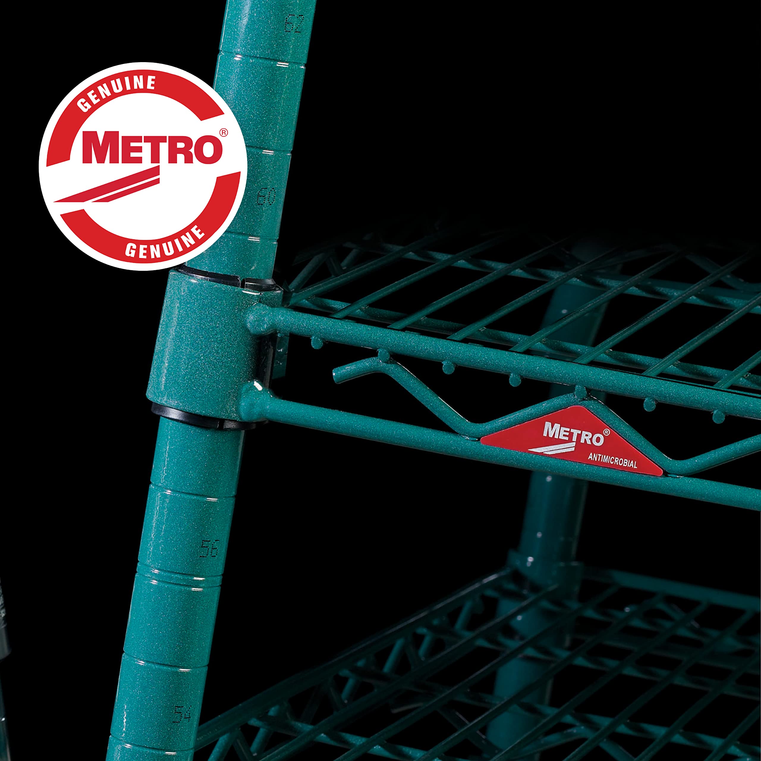 METRO Super Erecta Metroseal Green Epoxy Shelving Unit - Industrial Wire Shelving for Restaurants, Kitchens, Walk-in Coolers/Freezers with Microban - 4 Tier, 2000 lbs Capacity, 18” W x 36” L x 74” H