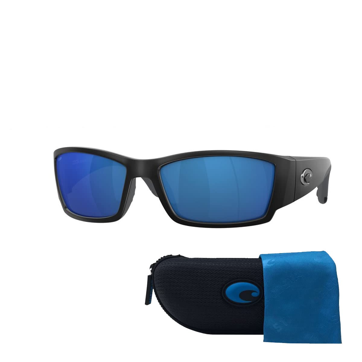 Costa Corbina 6S9057 905708 62MM 11 Matte Black/Blue Mirror 580P Polarized Rectangular Sunglasses for Men + Bundle With Designer iWear Kit