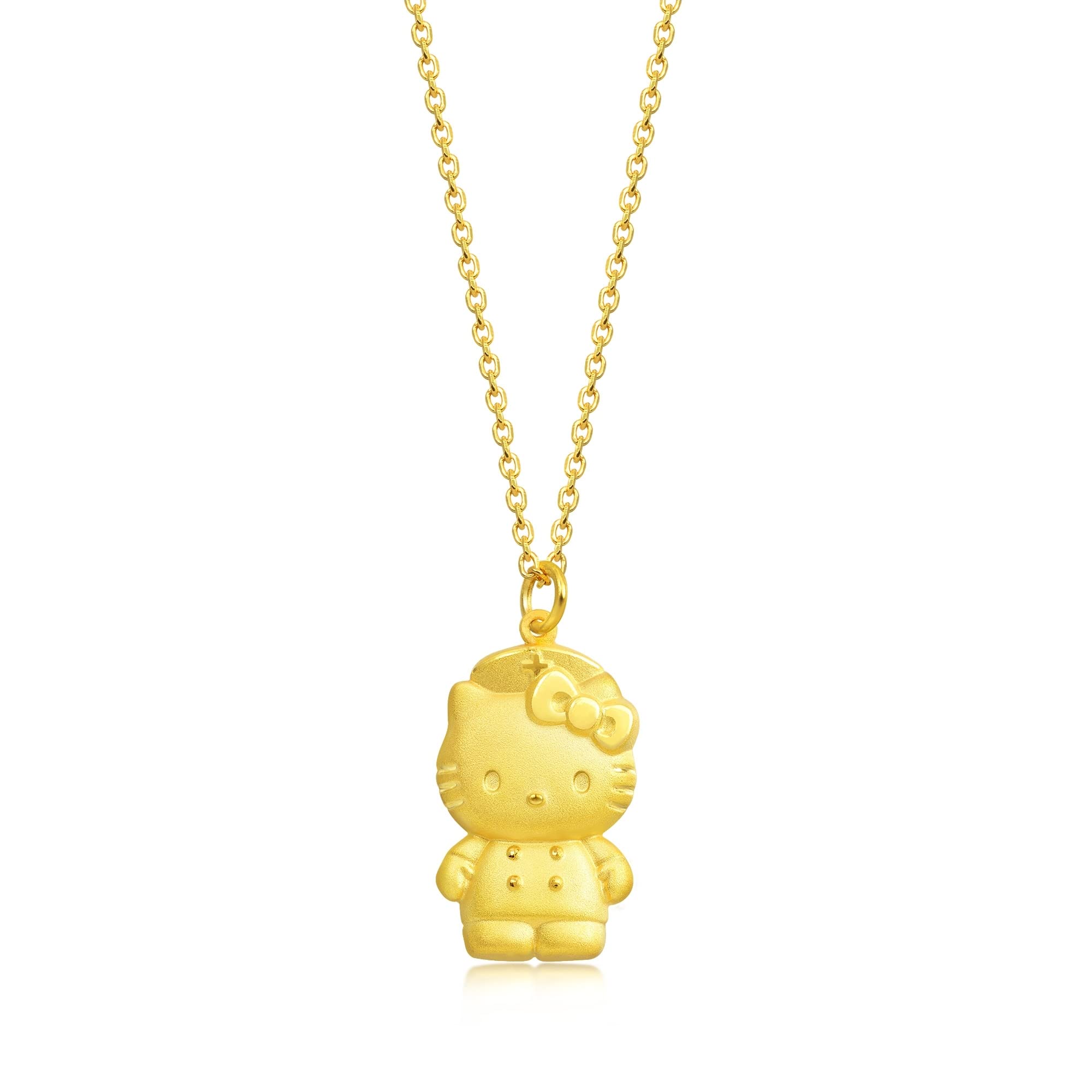 CHOW SANG SANG Sanrio 999.9 24K Solid Gold Hello Kitty Nurse Pendant for Women 89131P | Not Include the Necklace